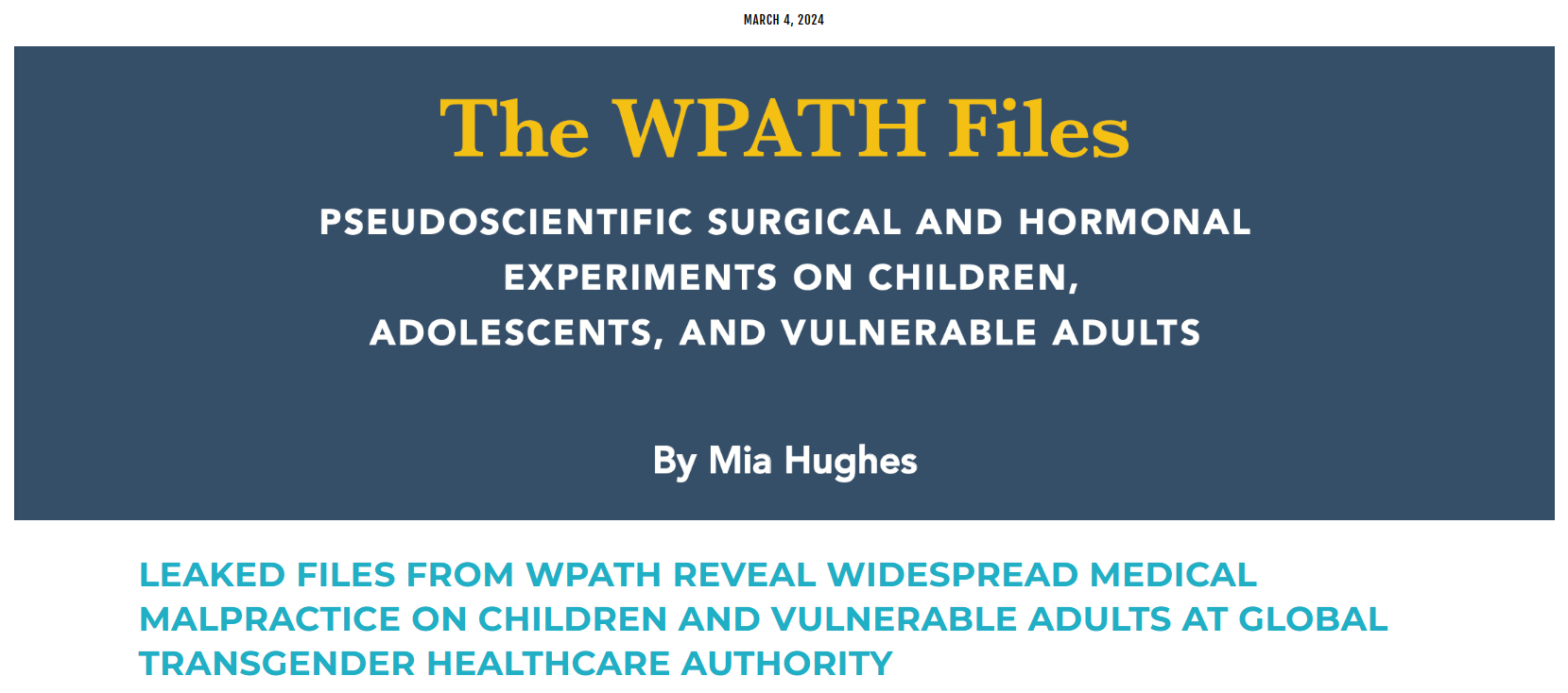 The WPATH Files Expose the Truth About the Dangers of So-Called "Gender ...