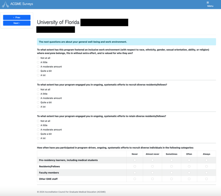 ACGME Survey for the University of Florida Raises Questions and ...