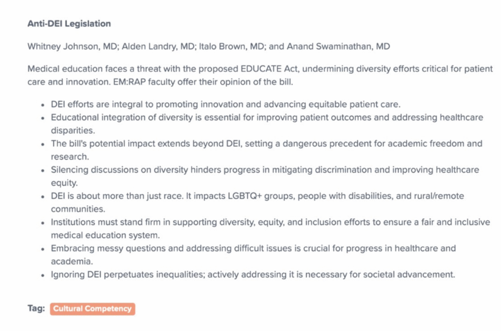 Emergency Medicine’s ‘Most Listened To’ Program Devolves Into DEI ...